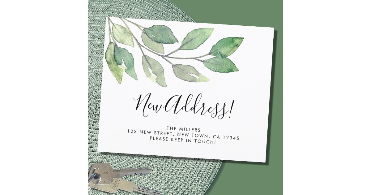 Budget Greenery New Address Announcement Card | Zazzle