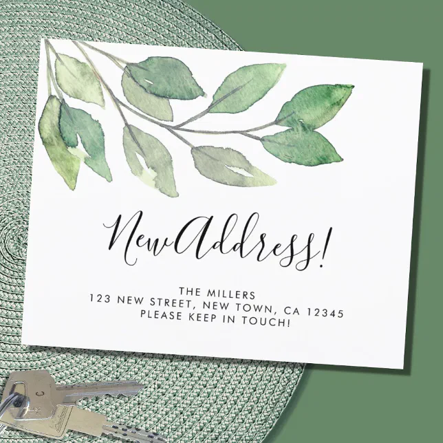 Budget Greenery New Address Announcement Card | Zazzle