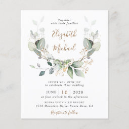Budget Greenery QR Code Photo Wedding Invitation | Zazzle