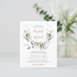 Budget Greenery QR Code Photo Wedding Invitation | Zazzle