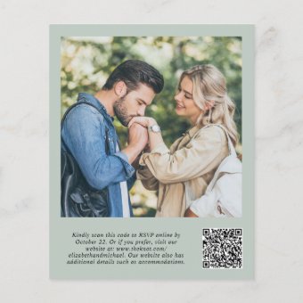 Budget Greenery QR Code Photo Wedding Invitation | Zazzle
