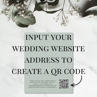 Budget Greenery QR Code Wedding Invitation | Zazzle