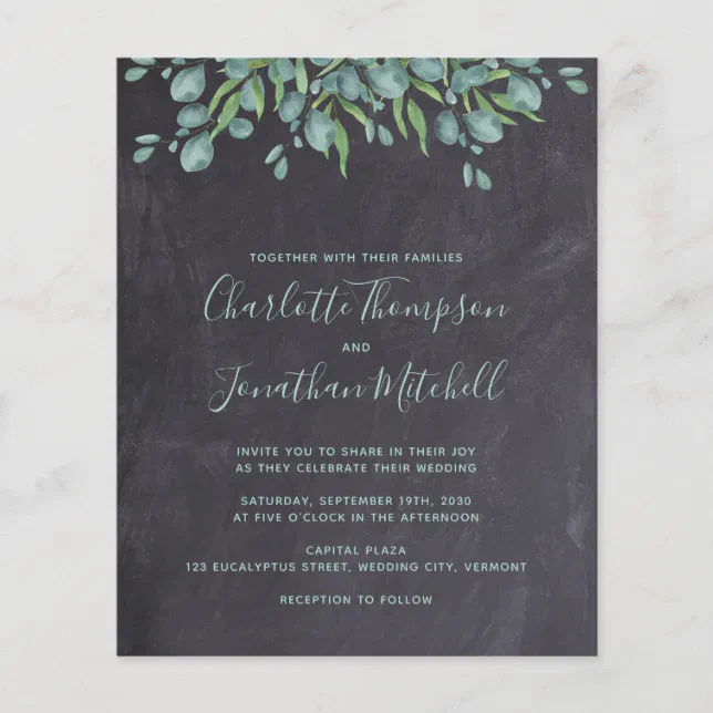 Budget Greenery Rustic Wedding Invitation | Zazzle