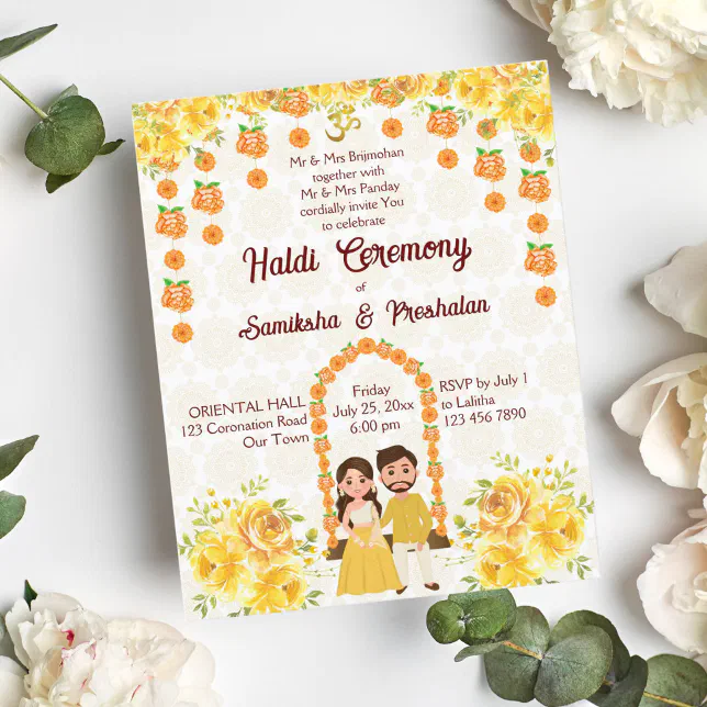 Budget Haldi Indian wedding invitation template | Zazzle