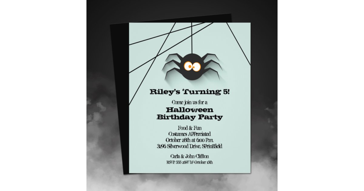 Budget Halloween Black Spider Birthday Invitation Flyer | Zazzle