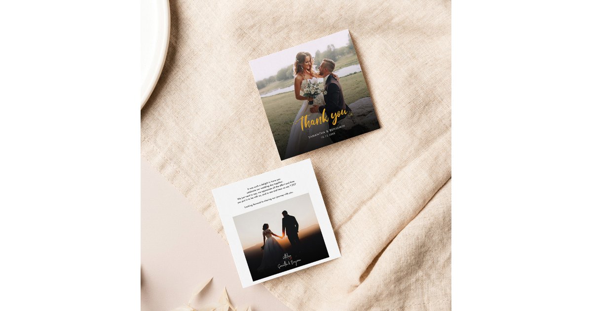 Budget Hand-Lettered Wedding Photo Thank You Note Card | Zazzle