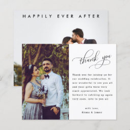 Budget Hand Lettering Photo Wedding Thank You | Zazzle