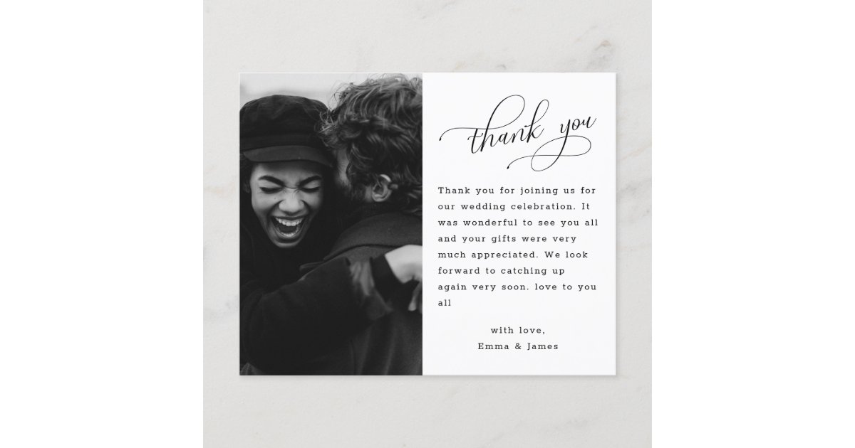 Budget Hand Lettering Photo Wedding Thank You Card | Zazzle