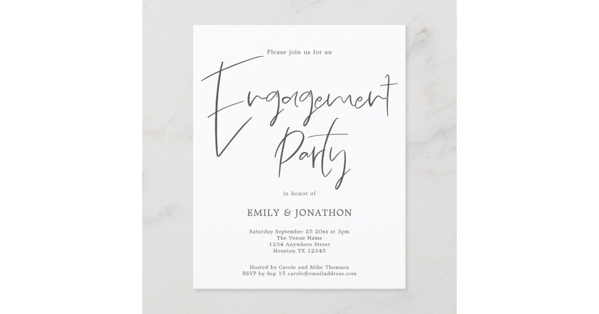 Budget Handwritten Script Engagement Party Invite | Zazzle