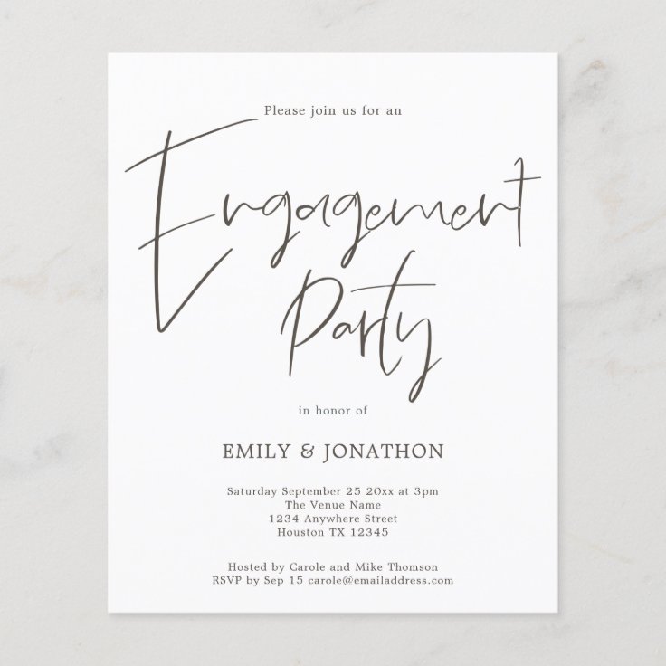 Budget Handwritten Script Engagement Party Invite | Zazzle