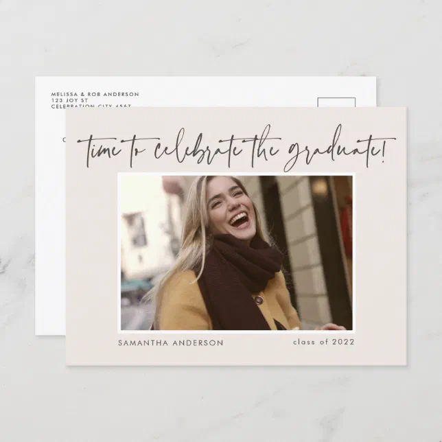 Budget Handwritten Script Photo 2022 Graduation Postcard | Zazzle