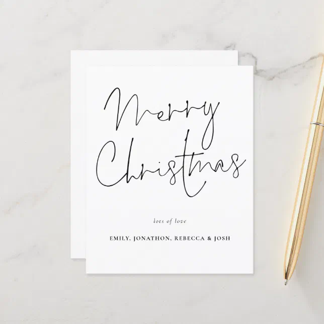 Budget Handwritten Style Merry Christmas Card | Zazzle