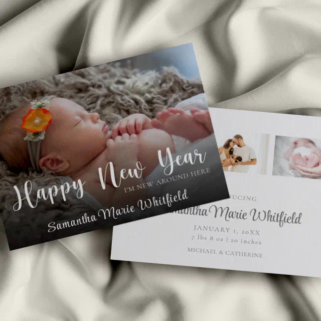 Budget Happy New Year Baby Birth Announcement Card | Zazzle