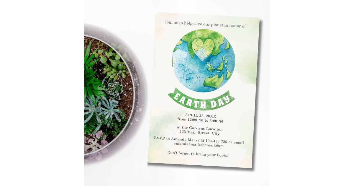 Budget Help Save Our Planet Earth Day Cleanup Invitation | Zazzle