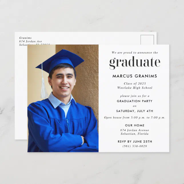 Budget High School Graduation Party Invitation Postcard | Zazzle