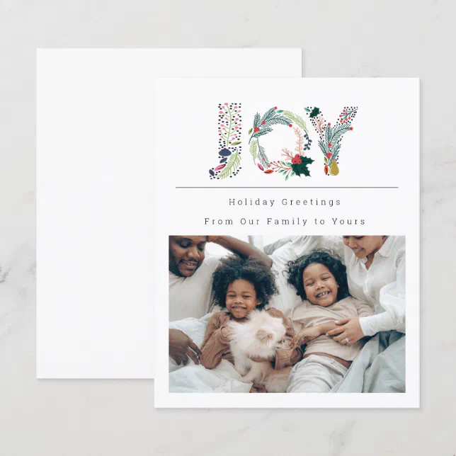BUDGET Holiday Joy Photo Personalized Card | Zazzle