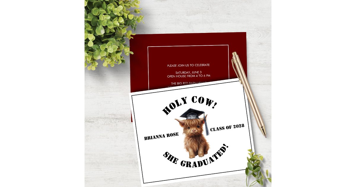 Budget Holy Cow! Graduation Invitation | Zazzle
