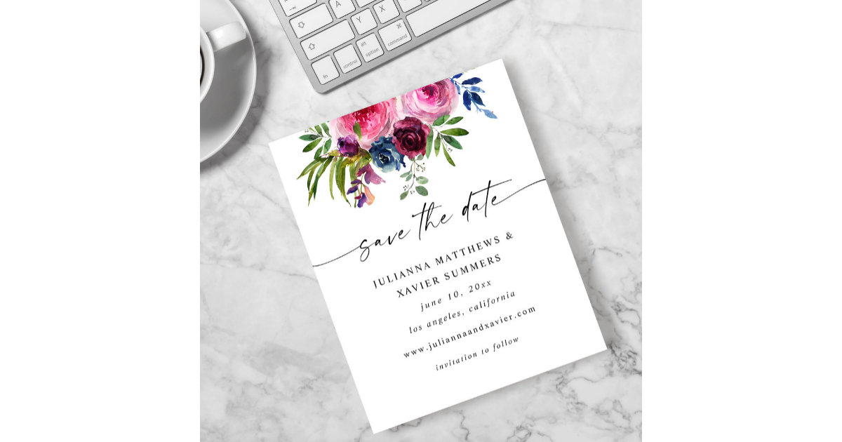 Budget Hot Pink & Navy Blue Save the Date V3 Flyer | Zazzle