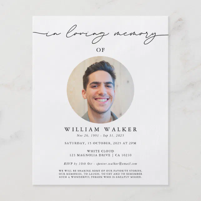 Budget In Loving Memory Photo Memorial Funeral Flyer | Zazzle