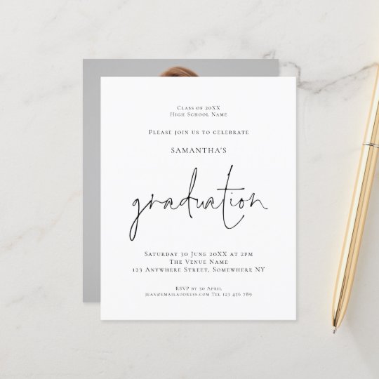 Budget Informal Typography Photo Grad Party Invite | Zazzle.com