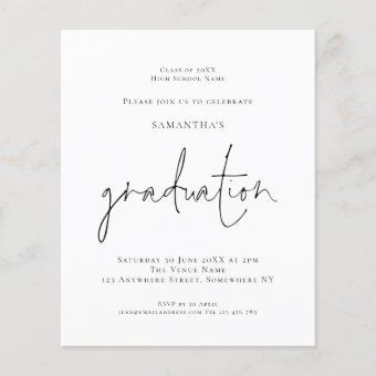 Budget Informal Typography Photo Grad Party Invite | Zazzle