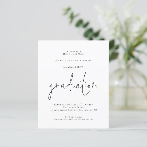 Budget Informal Typography Photo Grad Party Invite | Zazzle