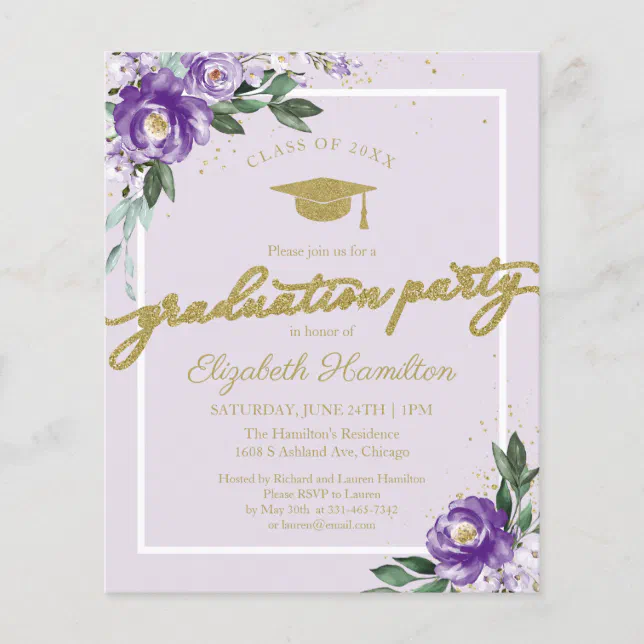Budget Invitation High School Grad Party Floral | Zazzle