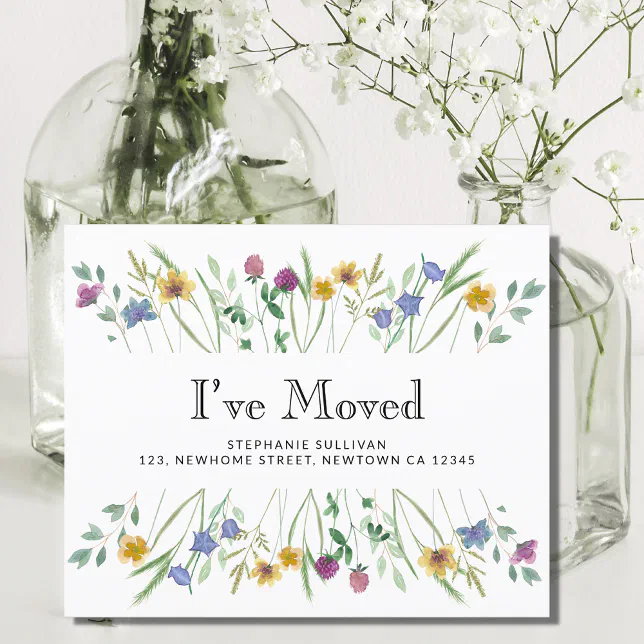 Budget I've Moved Floral Moving Announcement Card | Zazzle