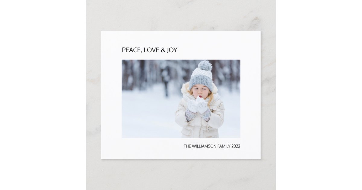 Budget Joy Peace Love Photo Christmas Holiday Card | Zazzle