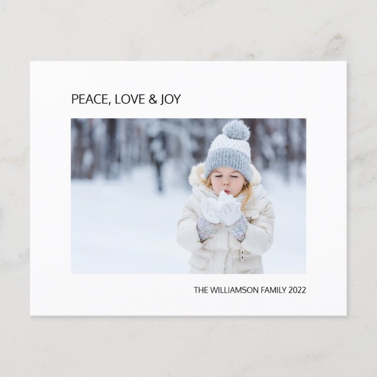 Budget Joy Peace Love Photo Christmas Holiday Card | Zazzle