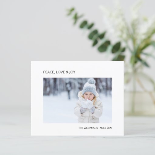 Budget Joy Peace Love Photo Christmas Holiday Card | Zazzle