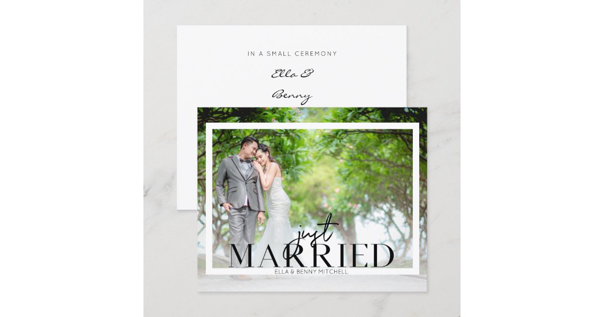 Budget Just Married Fra Photo Wedding Announcement | Zazzle