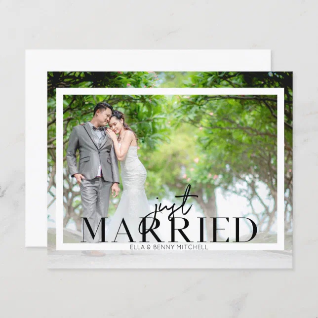 Budget Just Married Fra Photo Wedding Announcement | Zazzle