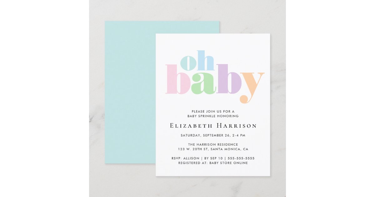 Budget Large Typography Baby Sprinkle Invitation | Zazzle