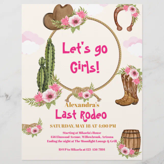 Budget Last Rodeo Cowgirl Bridal Shower Flyer | Zazzle