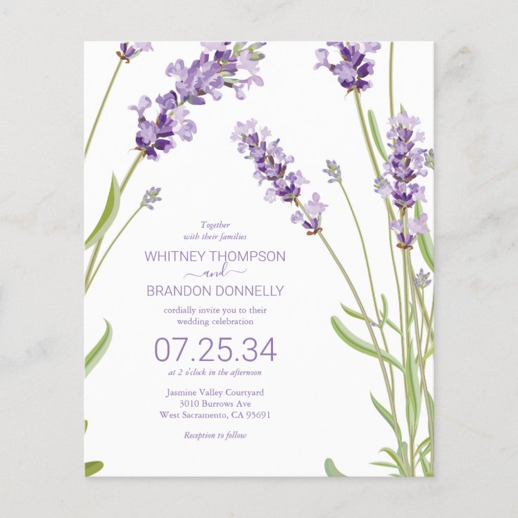 Budget Lavender Floral Wedding Invitation | Zazzle