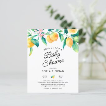 Budget Lemon Baby Shower Invitation | Zazzle