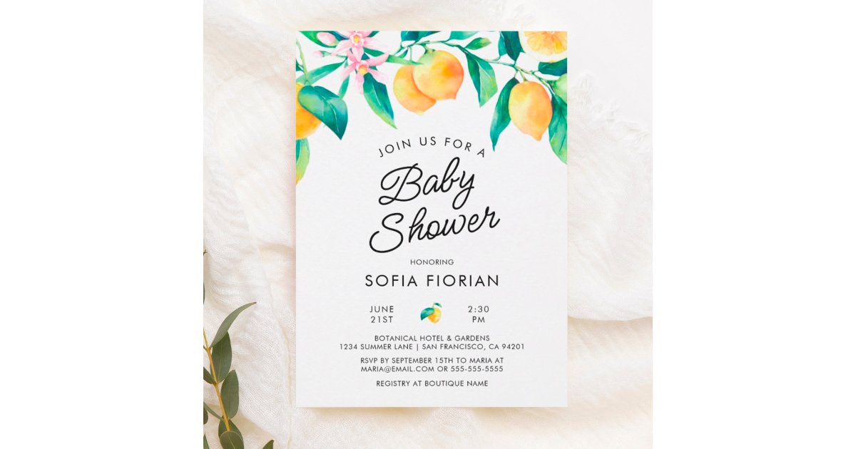 Budget Lemon Baby Shower Invitation | Zazzle