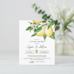 Budget Lemon Greenery Couples Shower Invitation | Zazzle