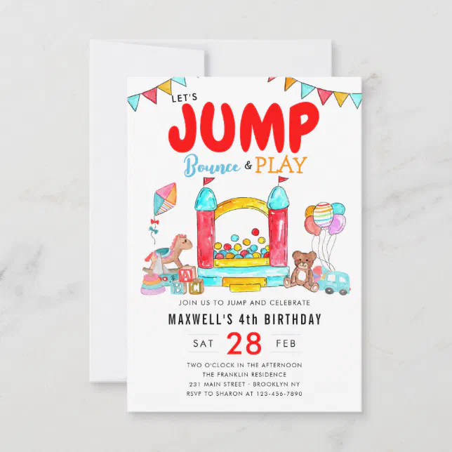 Budget Let's Jump Bounce Trampoline Park Birthday Note Card | Zazzle