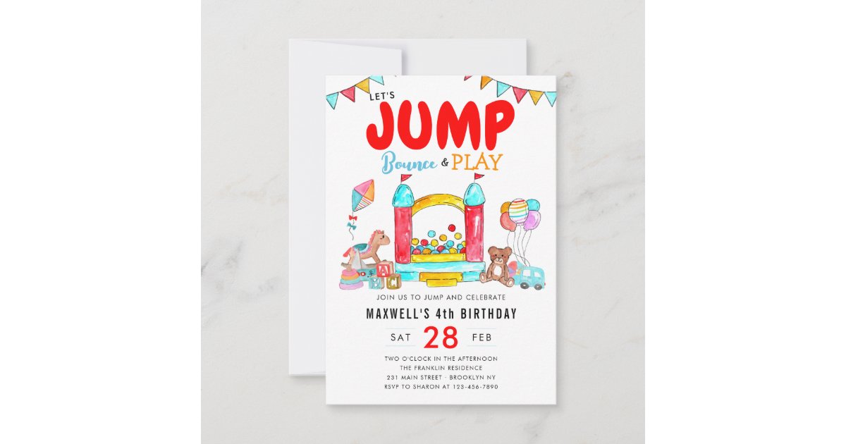 Budget Let's Jump Bounce Trampoline Park Birthday Note Card | Zazzle