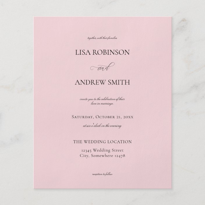 Budget Light Pink Wedding Flyer | Zazzle.com