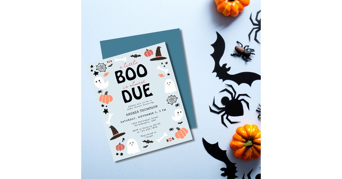 Budget Little Boo Almost Due Boy Baby Shower | Zazzle