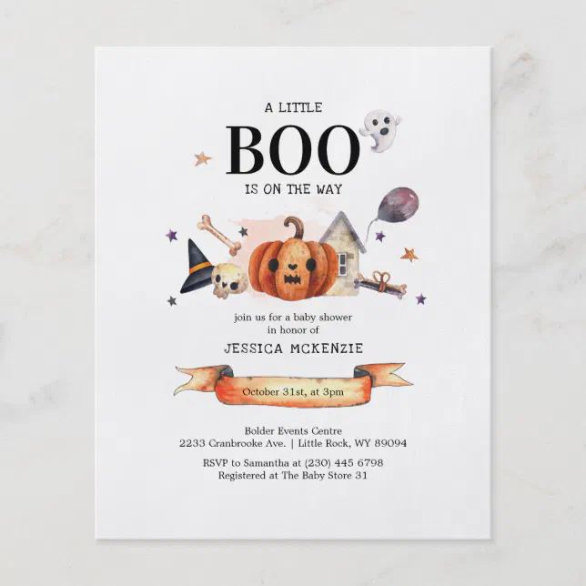 Budget Little Boo Halloween Baby Shower Invitation Flyer | Zazzle