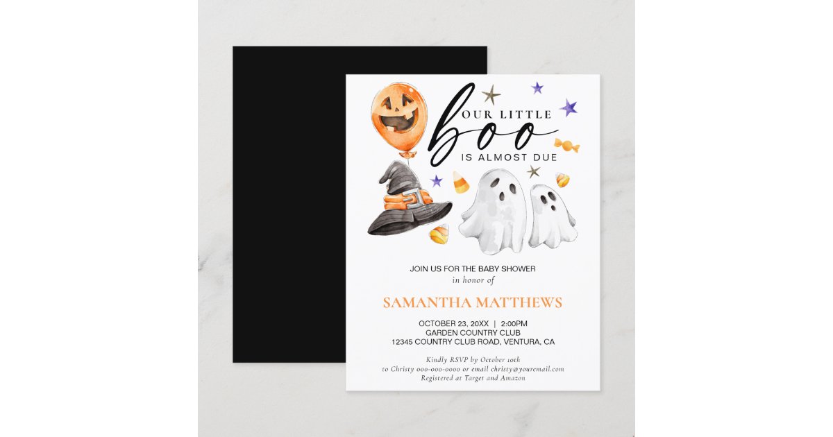 Budget Little Boo Halloween Baby Shower Invite | Zazzle