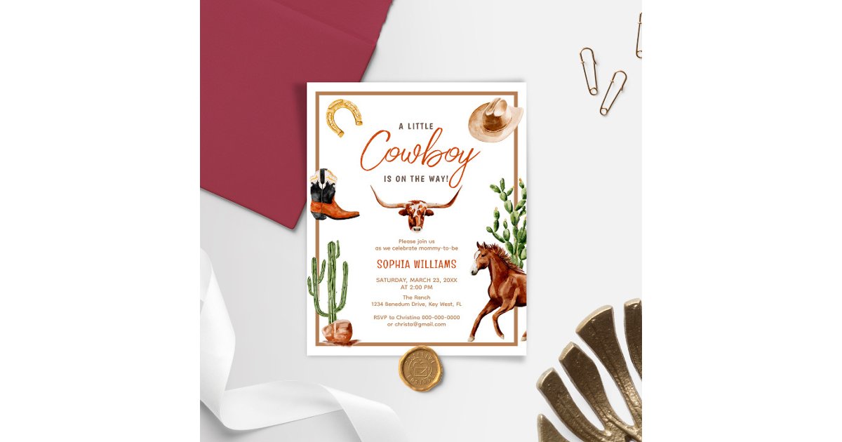 Budget Little Cowboy Rodeo Baby Shower Invitation | Zazzle