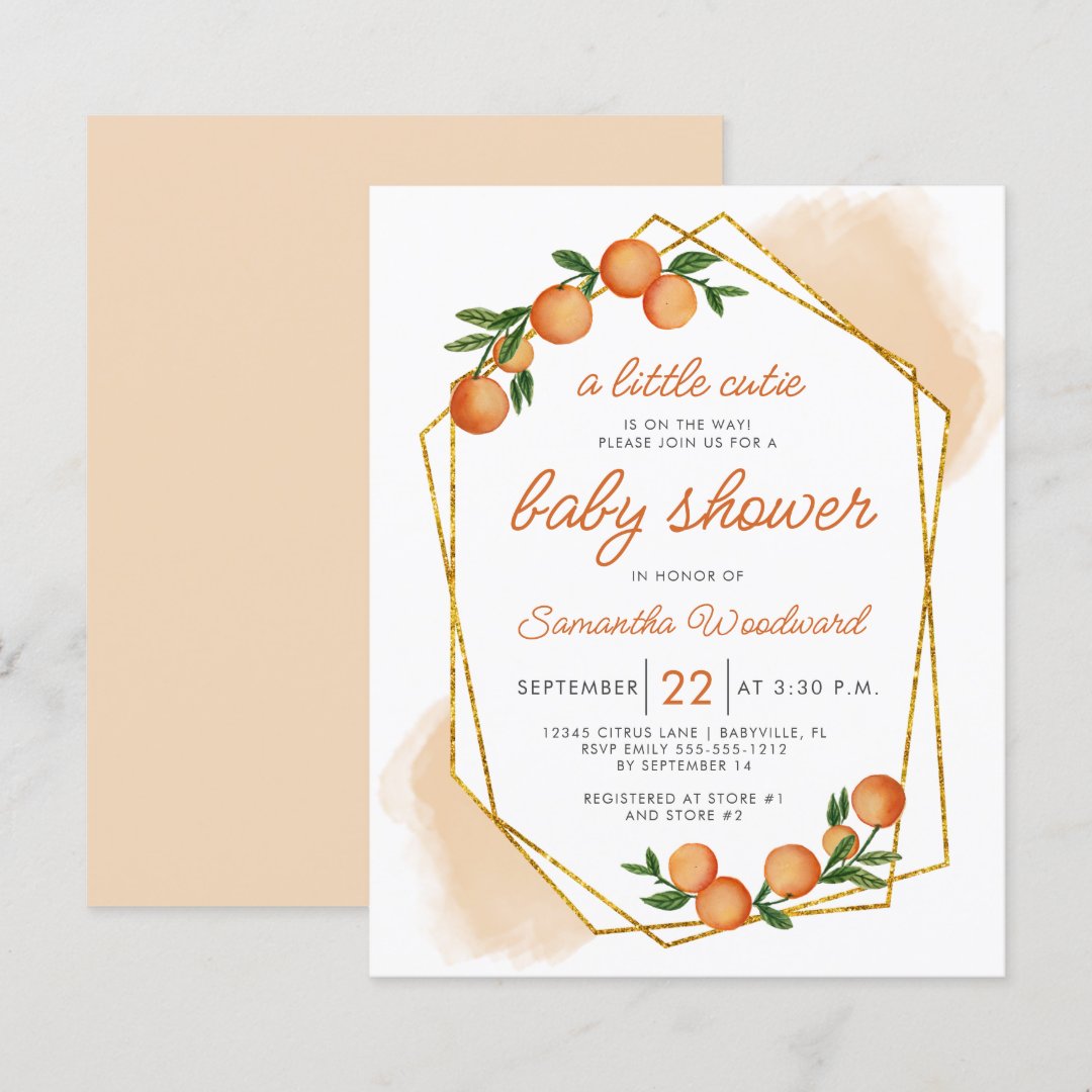 Budget Little Cutie Citrus Baby Shower Invitation | Zazzle