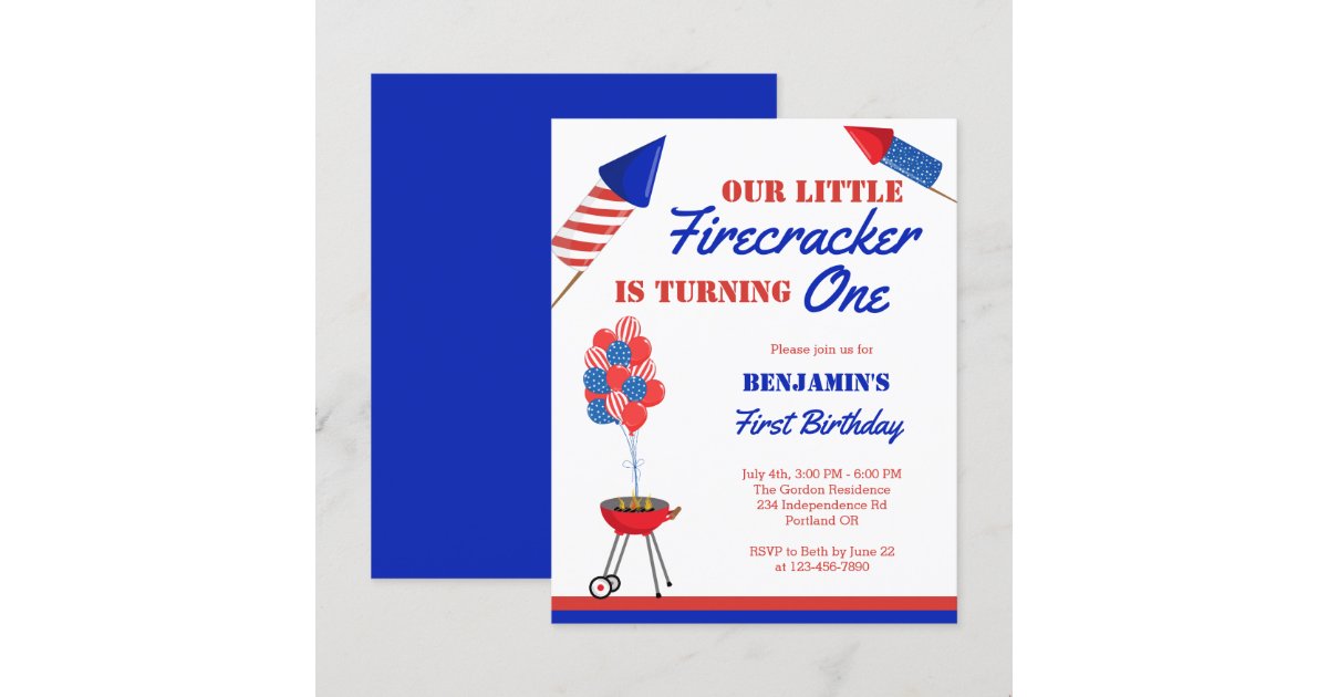 Budget Little Firecracker 1st Birthday 4th of July | Zazzle