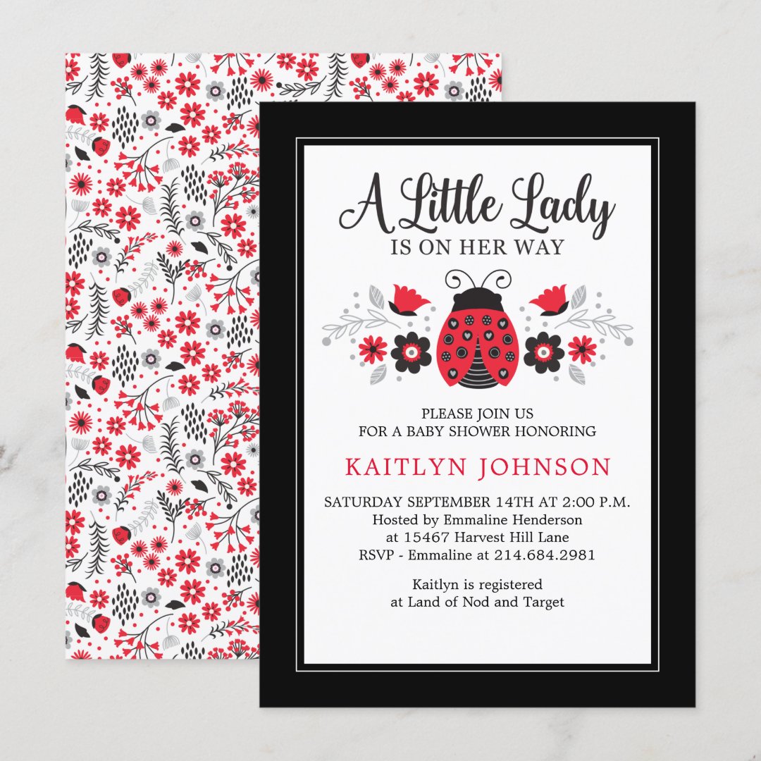 Budget Little Lady Ladybug Baby Shower Invitation | Zazzle