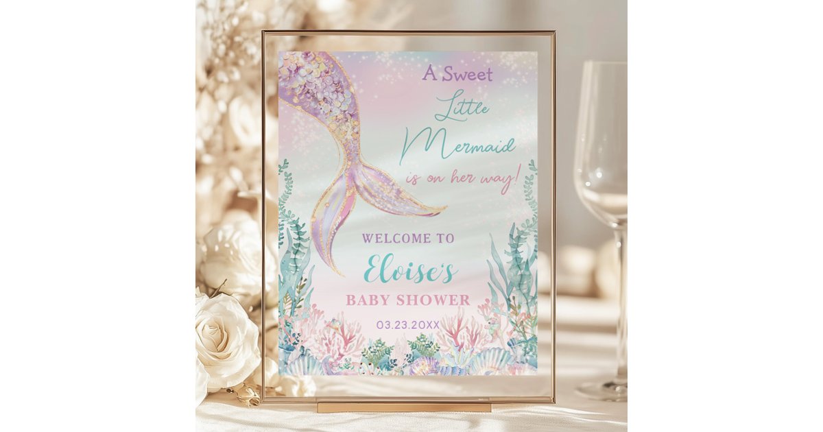 Budget Little Mermaid Baby Shower Sea Welcome Sign | Zazzle